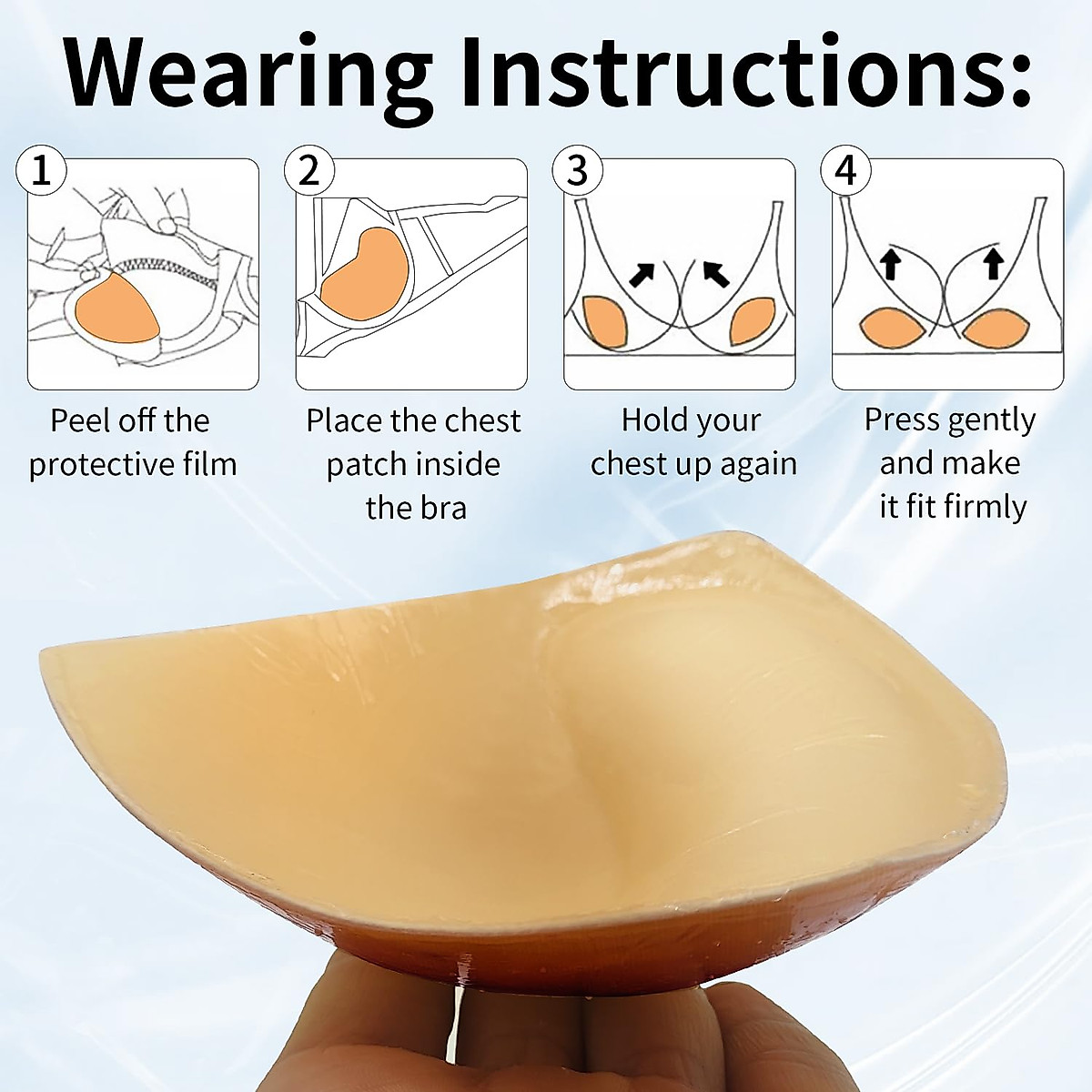 GULIFAN Double Sided Sticky Bra Inserts - Silicon Women’s Adhesive Bra Pads Removable Breathable Push Up Sticky Bra Cups Inserts Breast Enhancer