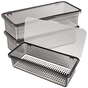 Healvian 3PCS Silverware Storage Boxes Flatware Drawer Organizer with Lid Kitchen Cutlery Trays with Lid Utensil Storage Containers Tableware Storage Organizer