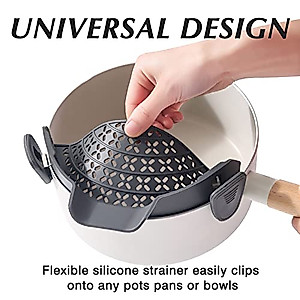 Pasta Strainer - Kitchen Gadgets Strainers and Colanders Silicone Strainer Clip on Strainer for pots Kitchen Strainer for Meat Vegetables Fruit