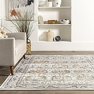 nuLOOM Rue Traditional Bordered Machine Washable Area Rug, 5' 3" x 7' 6", Beige