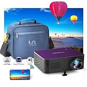 UVISION Native 1080P Full HD Wireless Projector, Keystone Correction and Dust-Proof Design, Home Theater & Office Projector, Compatible: Roku, FireTV, Laptop, Phone, Tablets, PS5