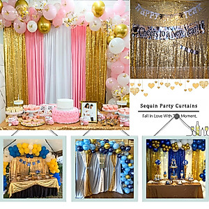TCBESTO Gold Sequin Backdrop Curtains Glitter Drapes 2FTx8FT 4 Panels for Wedding Birthday Party Decorations Bridal Baby Shower Party Supplies Sparkly Photography Background