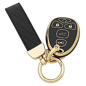 TPU Protective Key Fob Cover Case Compatible with GMC Acadia Yukon Cadillac Escalade SRX Chevy Suburban Tahoe Traverse Buick Enclave Pontiac Torrent Key Fob (Black)