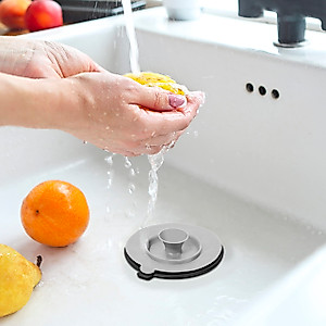 OGGI Silicone Sink Strainer & Stopper Set- Great Kitchen Sink Strainer, Silicone Drain Stopper, Sink Drain Strainer, Sink Plug 4.6˝ Diameter Rim, Black