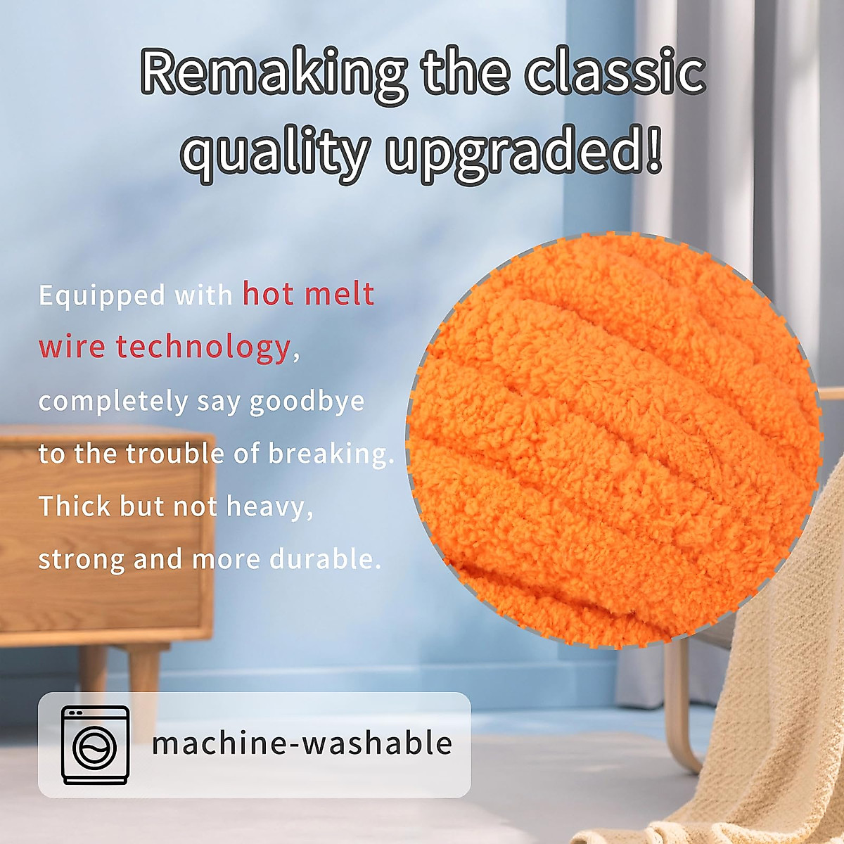 Chunky Yarn for Arm Knitting Blanket Beige Chunky Chenille Yarn