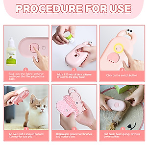 Cat Steam Brush, Pet Steam Brush, Spray Comb for Cats Massage Shedding,Water Brush for Dogs/Cats Steaming Cat Grooming Brush for Removing Tangled and Loose Hair Steam Brush for Cats (Pink)