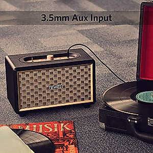 Home Speaker with Premium Audio | Rich Bass, Rotary Dial for Volume Control | Toggle Switch, Wireless Bluetooth & 3.5mm Aux Input for Turntable | Record Player, AC Powered (Upgraded Version)