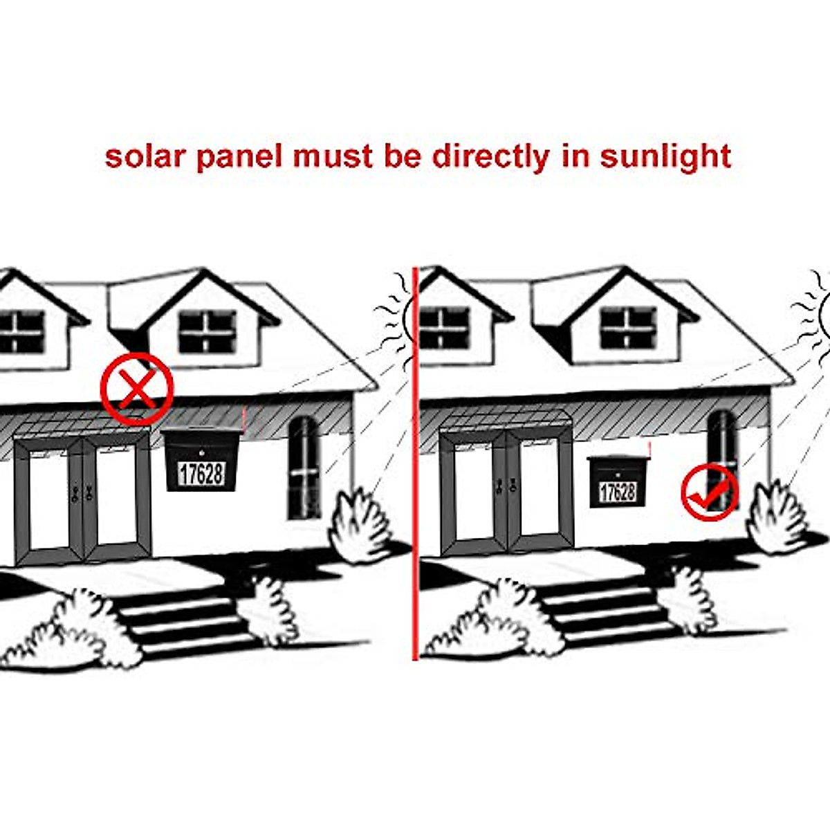 Black Wall Mount Locking Mailbox - Solar House Numbers Light Large Capacity Illuminated at Night - Waterproof Iron Mental Address Numbers Mail Box Outdoor with Keys
