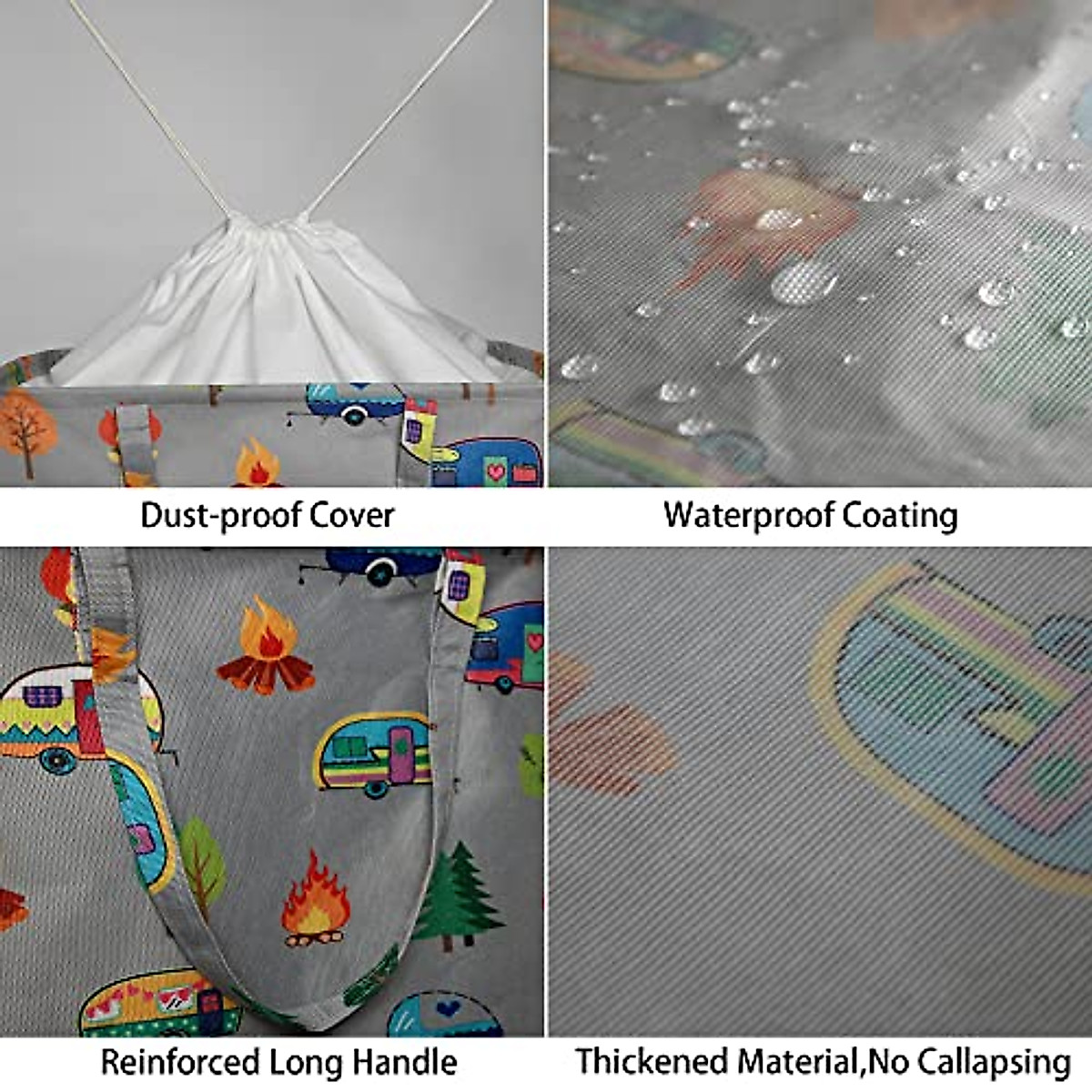 Kay&J Collapsible 60L Laundry Hamper, Slim and Tall Laundry Basket, Long Handles for Portability, Great for Home and Camper Use, RV Travel Trailer Camper Decor Accessories