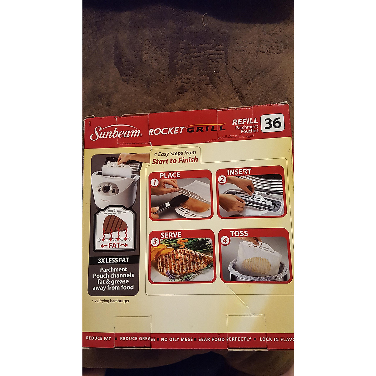 Sunbeam RP36 Rocket Grill Parchment Pouches, 36-Pack