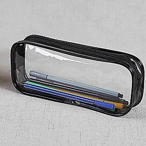 WUWEOT 10 Pack Clear Pencil Case, PVC Pencil Bag Makeup Pouch, Big Capacity Travel Toiletry Bag with Zipper for School Office Stationery and Travel Storage (Black+White)