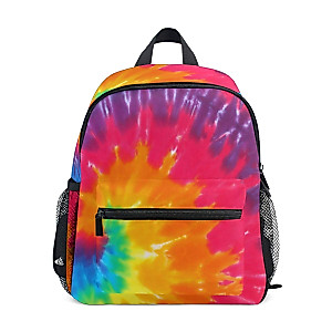 AUUXVA Kids Backpack Tie Dye Art Preschool Kindergarten Mini Children Bag Bookbags Daypack with Chest Strap Toddler Girls Boys