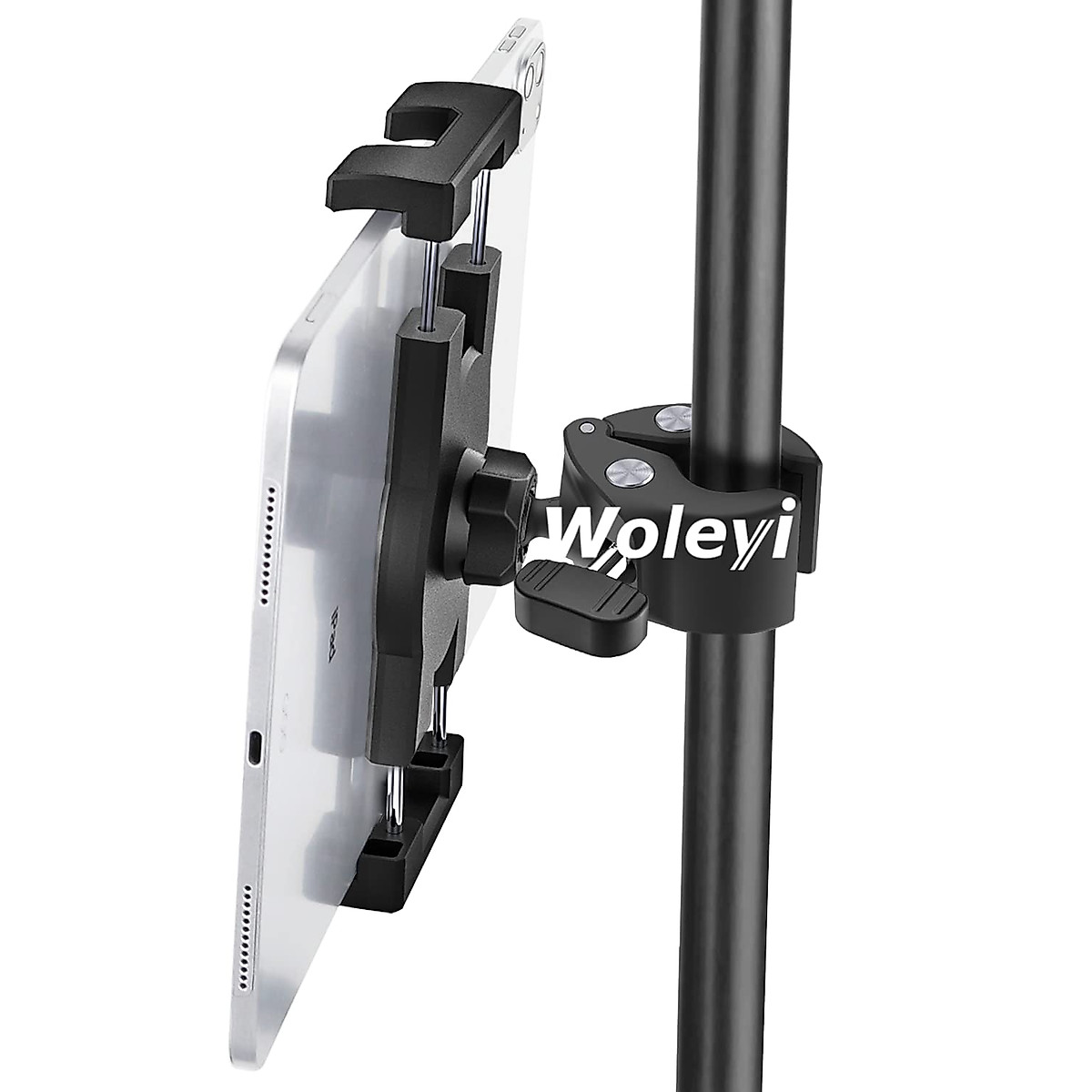woleyi Tablet Mic Stand Holder, Microphone Music Tablet Mount with Ultra Stable C-Clamp, Compatible with iPad Pro/Air/Mini, Galaxy Tabs/Z Fold, Fire HD, iPhone, More 4.7-13" Cell Phones and Tablets