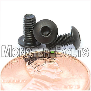 MonsterBolts - #4-48 x 1/4" Button Head Socket Cap Screws, ASME B18.3, Alloy Steel, Black Oxide, 10 Pack