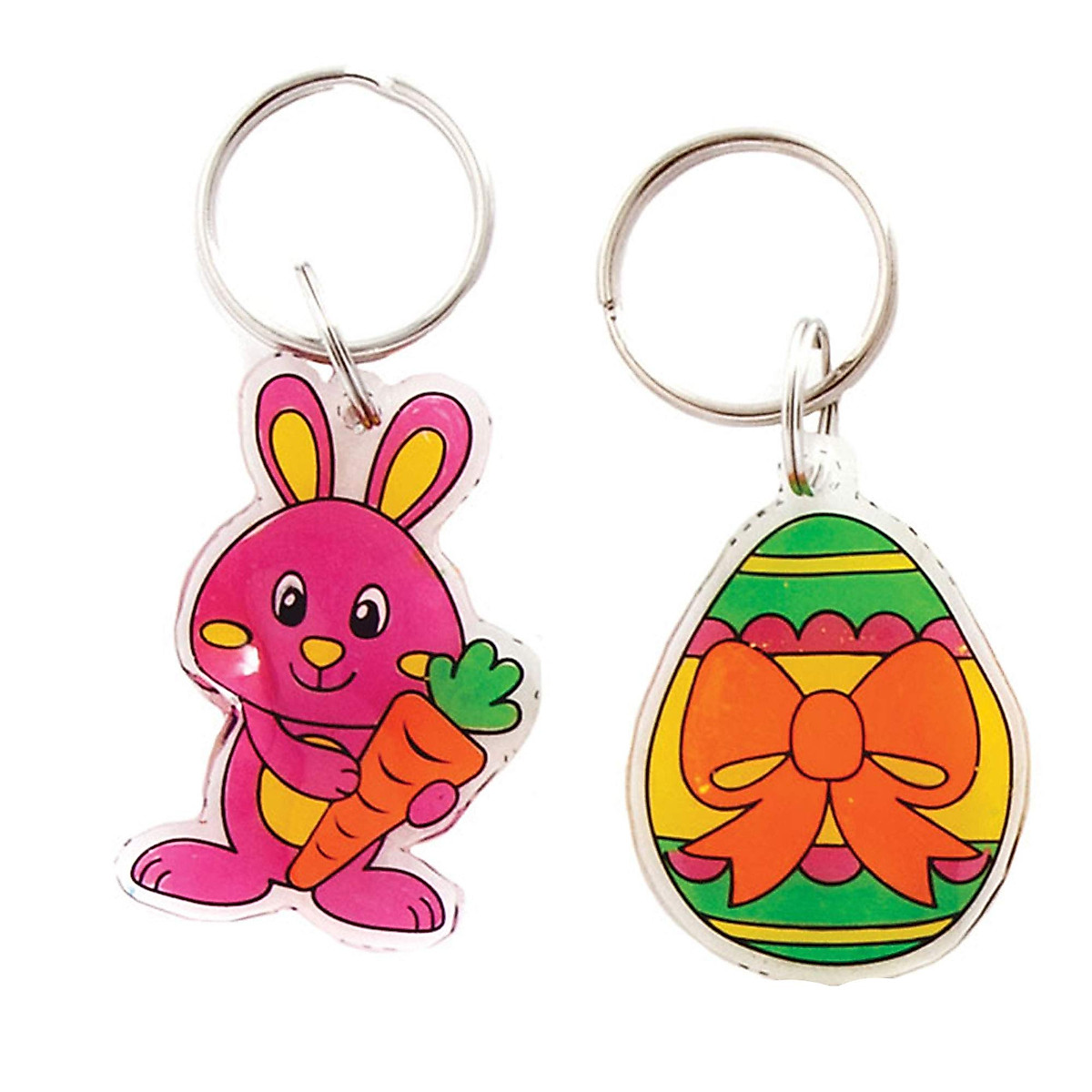 Baker Ross AT527 Easter Super Shrink Keyring Kits - Pack of 8, Craft Set for Kids