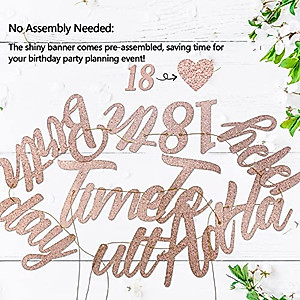 Rose Gold 18th Birthday Decorations for Girls Rose Gold 18th Birthday Banner 18th Birthday Sash 18th Tiara 40 Inch NO. 18 Rose Gold Foil Balloons Rose Gold Confetti Balloons 18th Rose Gold Party Set