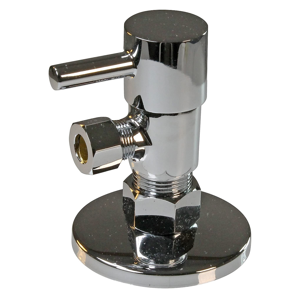 Westbrass A105QR-26 Round Lever 1/4-Turn Angle Stop 1/2" Copper x 3/8" Compression, 1-Pack, Polished Chrome