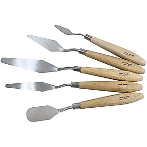 Mont Marte Studio Palette Knife Set, 5 Piece. Selection of Different Sizes and Styles of Stainless Steel Palette Knives.