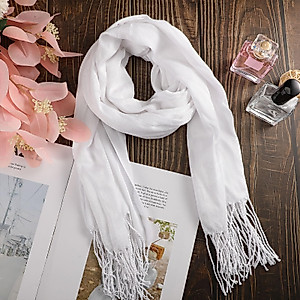 Suhine Blank White Bikini Cover up Wraps to Tie Dye, Full Cotton Summer Scarf Tie Dye Fabric(6 Pcs, Tassel)