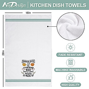 AnyDesign 4 Pack Fall Kitchen Dish Towel Thanksgiving Leaves Pumpkins Tea Towels 18 x 28 Inch Autumn Rustic Vintage Fall Harvest Dishcloth Hand Drying Cloth Towel for Holiday Kitchen Cooking Baking