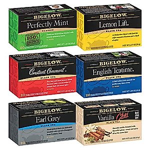 Bigelow Black Tea 6 Flavor Variety Pack, Caffeinated 20 Count (Pack of 6), 120 Total Tea Bags