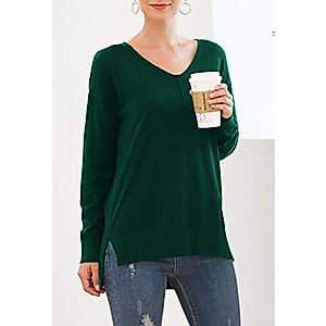 Jouica Womens Fall Casual Long Sleeve Pullover Sweater(Dark Green,X-Large)