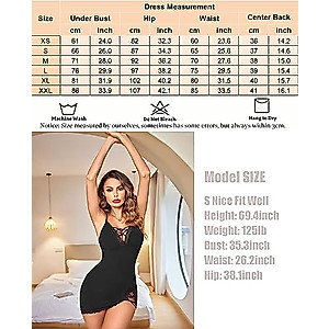 Avidlove Sexy Nightgowns for Women Cotton Nighties V-Neck Full Slip Chemise Sleep Lingerie Dress(Black,XXL)