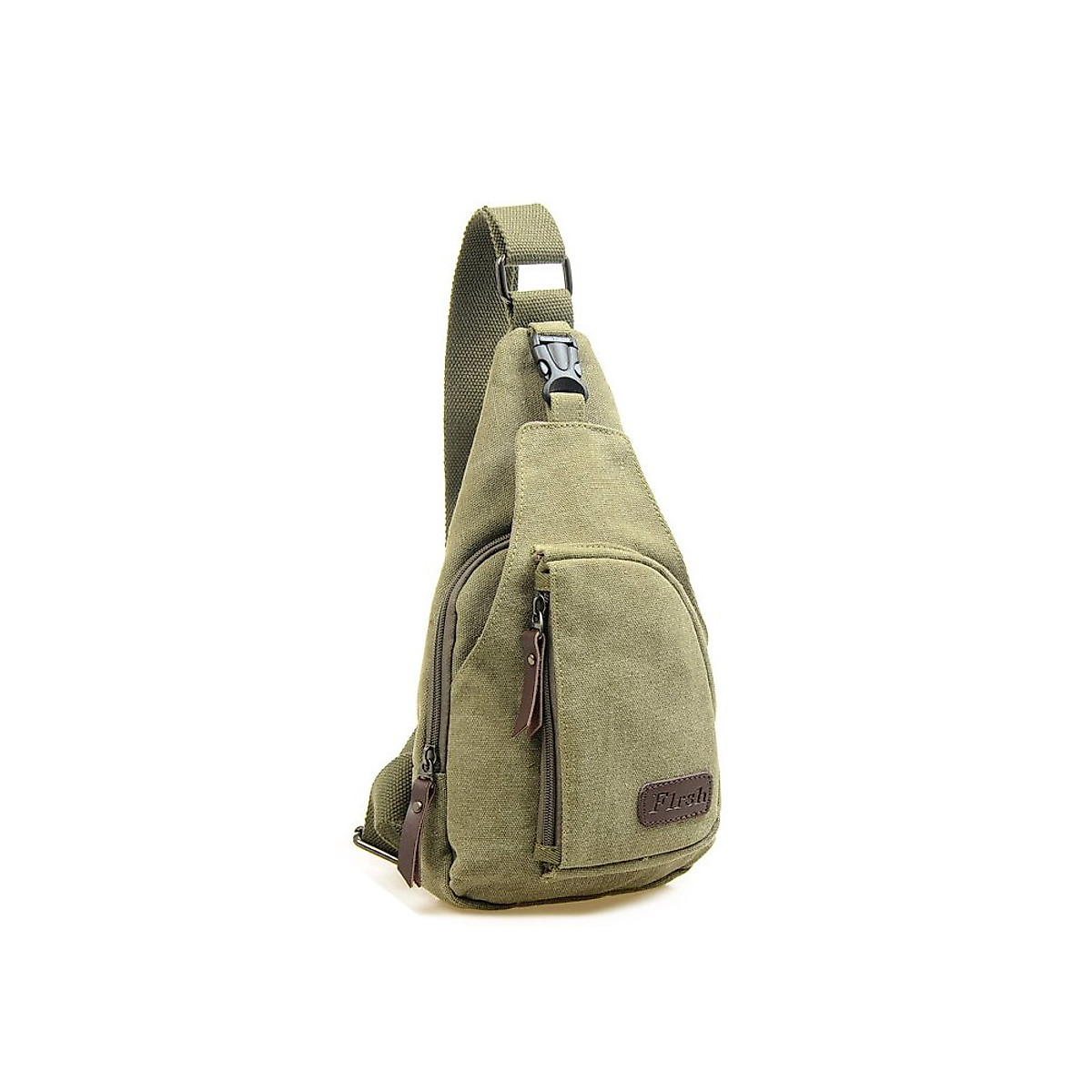 Modelshow Canvas Casual Outdoor Sports Unbalance Backpack Crossbody Sling Bag Chest Bag for Men (Army Green, Medium)