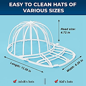 Hat Washers, Cap Washers for Washing Machine, Hat Cleaning Shaper Protector Fit for Adult and Kid's Baseball Caps, White