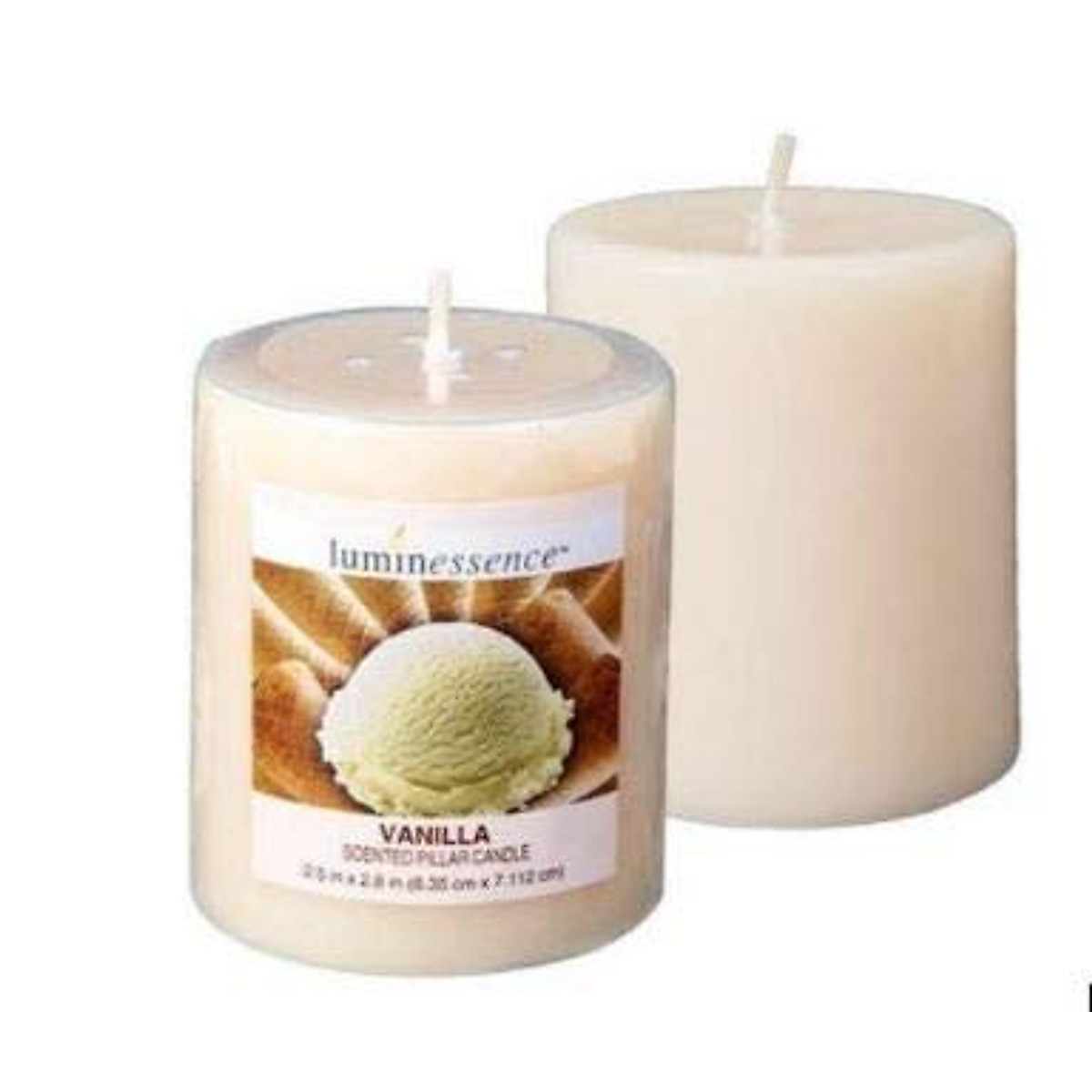 Luminessence Set of 2 Vanilla Scented Pillar Candles