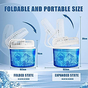 Desk Fan Rechargeable Portable Foldable Fan, Evaporative Mini Personal Air Conditioner with 3 Speeds 3L Water Tank, Air Cooler with Aromatherapy and Night Light for Home, Office and Outdoor