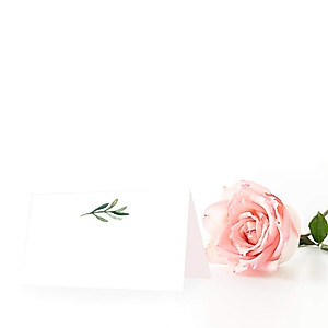 25 Elegant Greenery Tent Table Place Cards for Wedding Thanksgiving Christmas Holiday Easter Catering Buffet Food Sign Paper Name Escort Card Folded Seat Assignment Setting Label Banquet Party Event