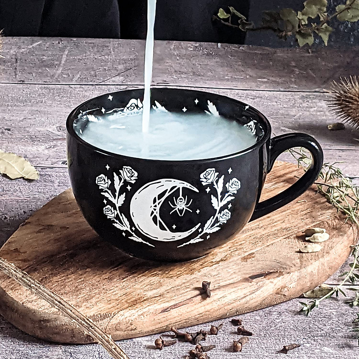 Rogue Wolf La Lune Large Gothic Moon Mug - Halloween Decor Ceramic Cup for Tea/Coffee