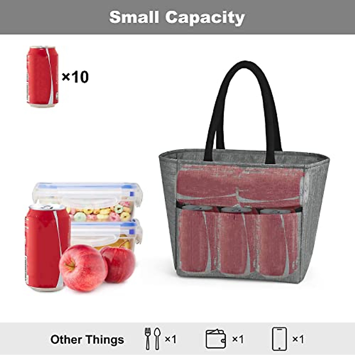 Insulated Lunch Bags for Women Men Thermal Lunch Bag with Front Pocket Leakproof Lunch Tote Bag Reusable Adult Lunch Bag Lunchbox with Small and Large Size for Office Work Picnic Shopping (Gray-S)