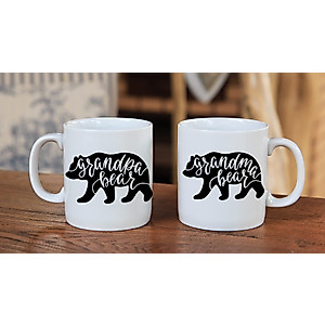 Grandma Bear Grandpa Bear - 11oz Best Grandma Grandpa Ever Grandparent Grandfather Grandmother Idea Couple Mugs Anniversary Coffee and Tea Cups Set Grandmother Grandfather, Grandchildren Son Daughter