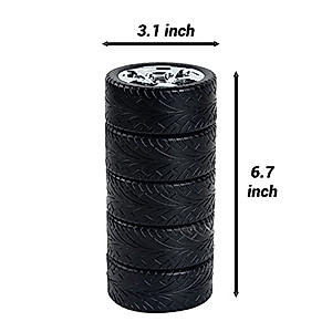 Tyre Tire Coffee Tea Mug, Gift for The Mechanic and Car Guy, Unique Stainless Steel Water Bottle, Leak Proof Screw Top, No Spill, BPA Free, 11oz, Black