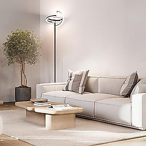 FIMEI Floor Lamp, Modern Bright Standing Lamp with Split Rotatable Outer Ring Light, 3 Color Temperature and Stepless Dimming, Remote/Touch Independent Control for Living Room Bed Room Office, Black