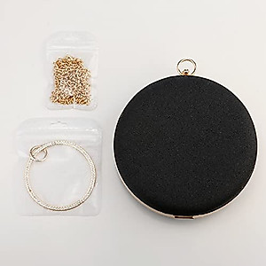 Round Evening Bag Sparkling Glitter Purse Rhinestone Top Handle for Party Cross Body Shoulder Bag for Wedding Bridal (Black)