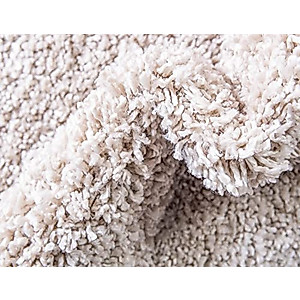 Unique Loom Davos Shag Collection Modern Luxuriously Soft & Cozy Shag Area Rug (5' 0 x 8' 0 Rectangular, Linen)