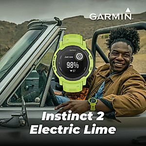 Wearable4U Garmin Instinct 2 GPS Rugged Outdoor Smartwatch, Electric Lime with Corning Gorilla Glass, Multi-GNSS Support Power Bundle