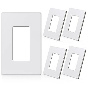 ELEGRP 1-Gang Screwless Decorative Wall Plates, Mid-Size Unbreakable Thermoplastic Faceplate Cover for Decorator Receptacle Outlet Switch, UL Listed (5 Pack, Matte White)