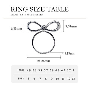 LAVINA Ribbon Bow CZ Ring For Women Bride's Wedding Proms Holiday Birthday (9, Red&Black)