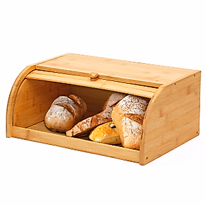 RoyalHouse Premium Bamboo Bread Box, Bread Storage And Organizer, Organizer For Kitchen Countertop, Assembly Required