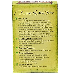 The Mate Factor Yerba Mate Energizing Herb Tea Bag, Organic Fresh Green, 24-Count Box 2.96 oz