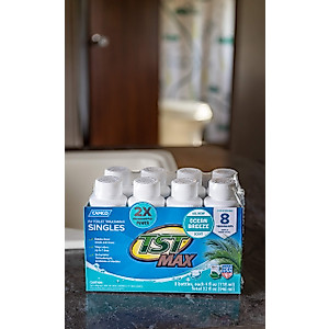 Camco TST MAX Ocean Scent Singles - Eliminates Odors and Aids in Breaking Down Holding Tank Waste - Includes (8) 4oz. Bottles (41610)