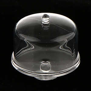 Mini Cake Stand Cupcake Display Plate Candy Holders with Dome Cover, 1/12 Scale Clear Cake Stand Serving Tray with Lids Tableware for Dollhouse Decoration-2pcs