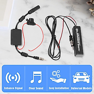 KSaAuto 12V Car Antenna Booster Stereo FM AM Radio Signal Amplifier Amp for Car Vehicle Truck SUV Boat Marine UTV RV Accessories FM Amplifier Audio Radio Stereo Media Head Unit Receiver