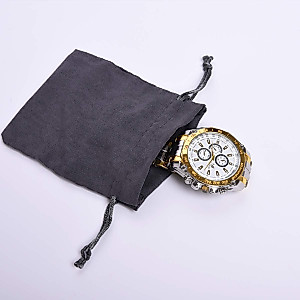 Tonando 50 Pcs Velvet Bags 3.9×4. Inches, Grey Velvet Gift Bags with Drawstring, Jewelry Favor Pouches Christmas Candy Wedding Party Bags