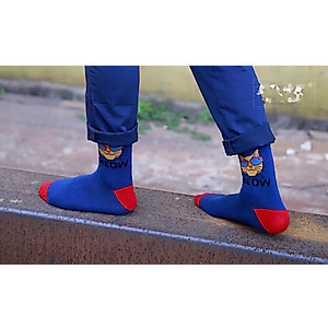 Wish Island Men's 5 Packs Animal Socks Cat Gifts Cute Fun Crazy Cotton Casual Crew Socks (Cat)