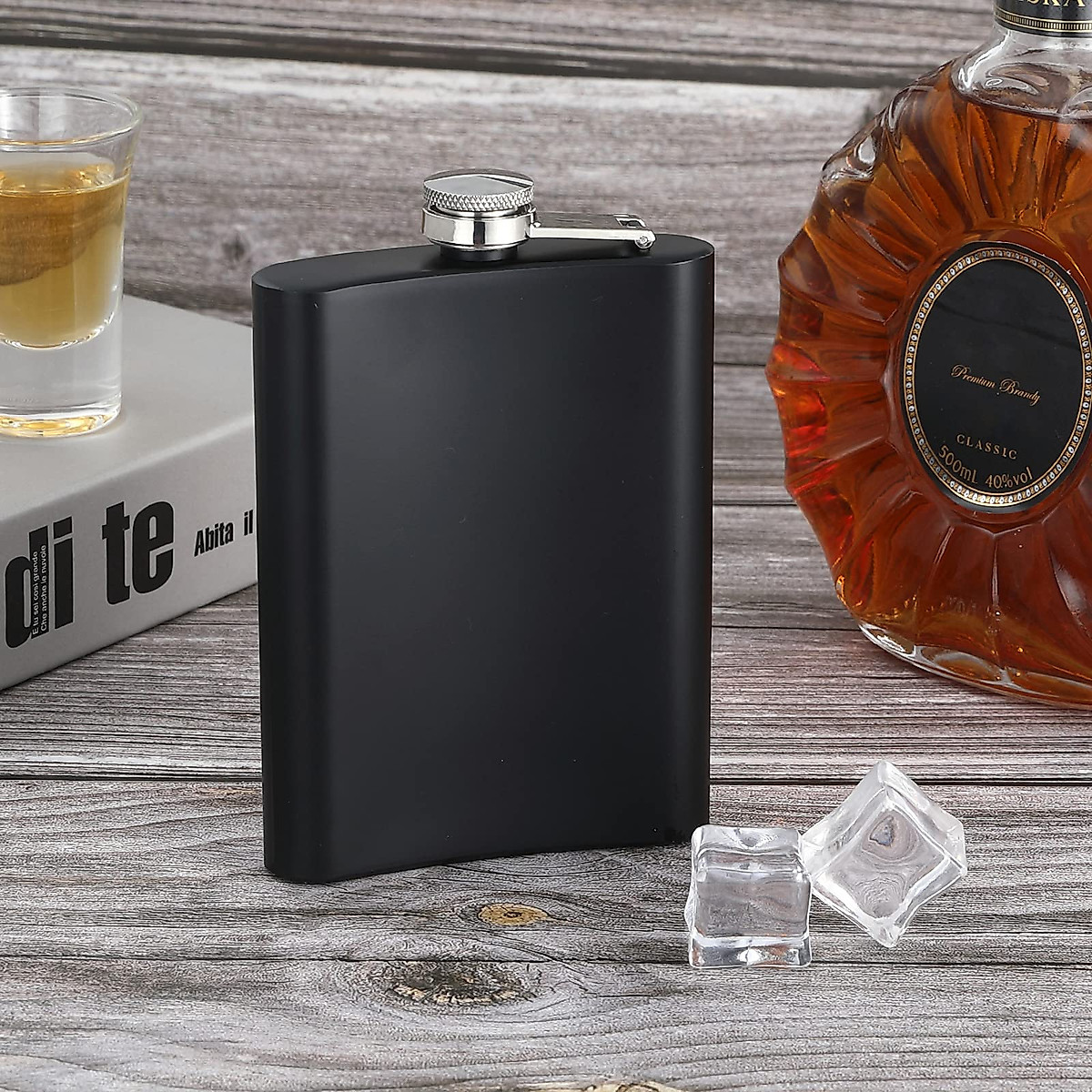 Hip Flasks for Liquor for Men Women 12 pcs Black 8OZ Hip Flask with Silver lid with 12 pcs Funnel for Wedding Party Groomsman Bridesmaid Birthdays Gift